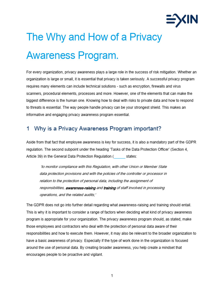 Privacy Awareness Program Essentials | PDF | Privacy | Business