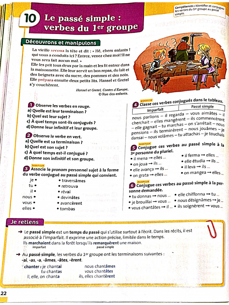 Le Passé Simple 1 Er Groupe Manuel À Portée de Mots | PDF