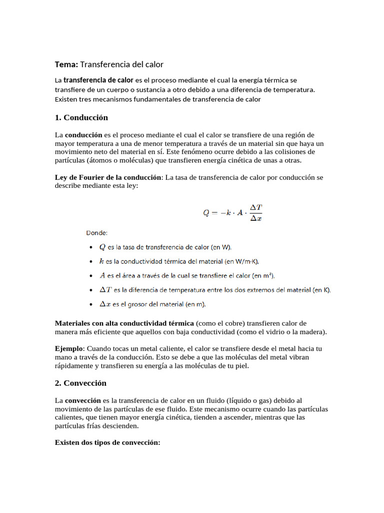 Transferencia Del Calor | PDF | Conduccion termica | Convección