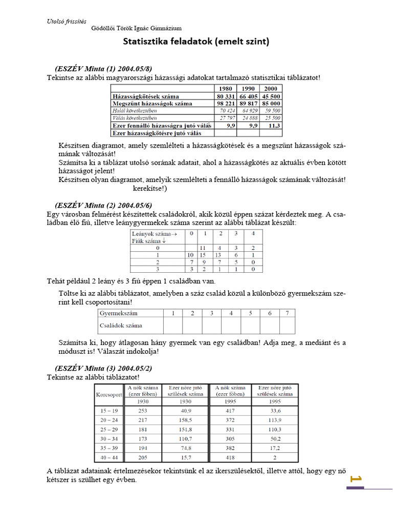 Emelt Statisztika | PDF