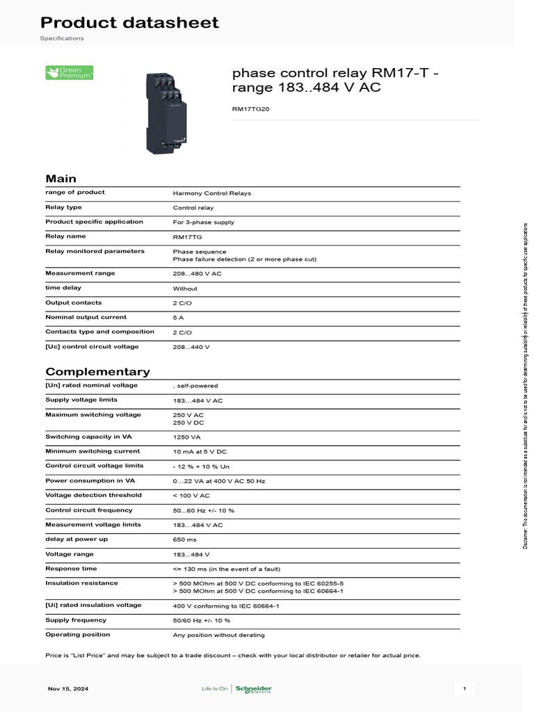 RM17-T Phase Control Relay Overview | PDF | Relay | Alternating Current