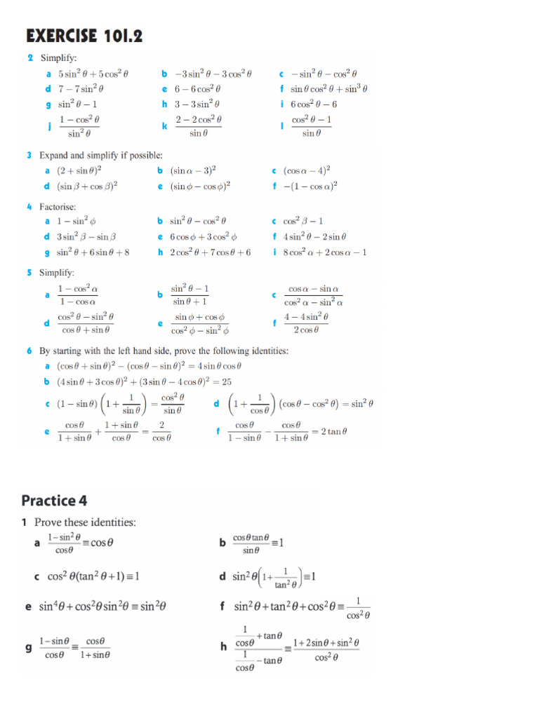 Simplifying Trig Expressions Worksheet | PDF