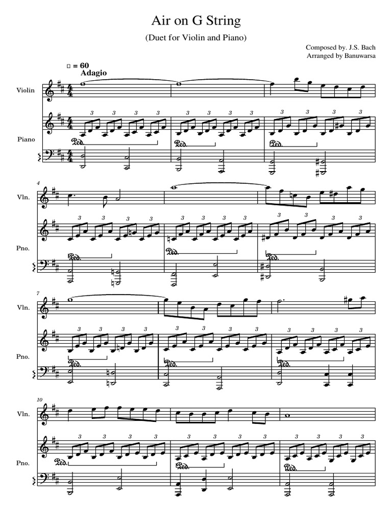 Air On G String For Violin and Piano | PDF | Classical Music | Musical ...