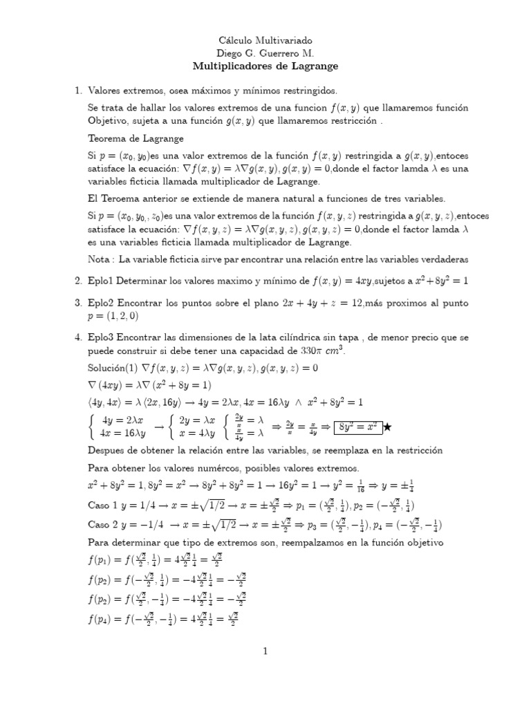 Calculo Multivariado Clase | PDF | Objetos matemáticos | Algoritmos