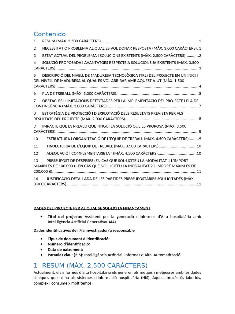 Beques PERIS Projecte IAIA | PDF