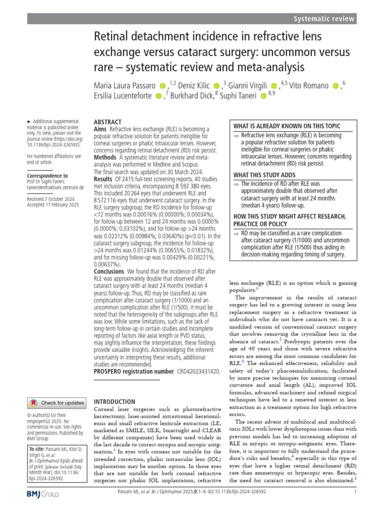 Retinal Detachment Incidence | PDF | Human Eye | Vision