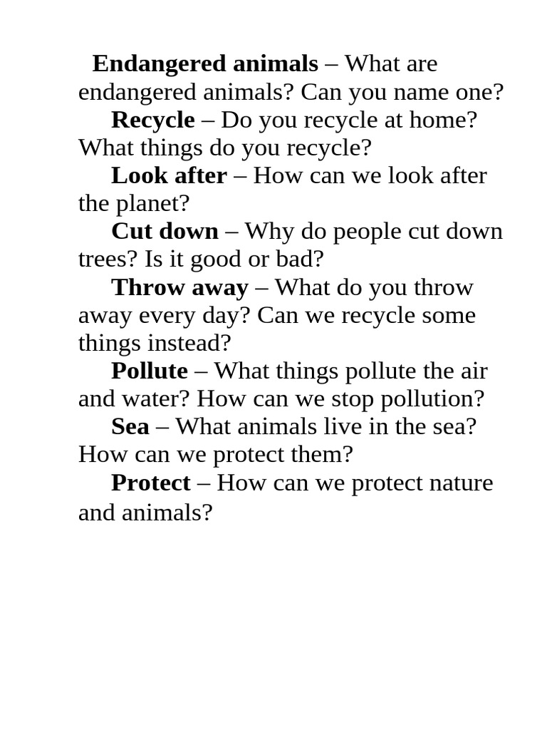 Endangered Animals and Environmental Care | PDF