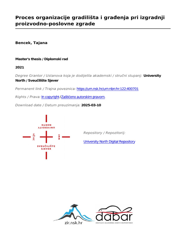 Proces Organizacije Gradilista i Gradenja Bencek | PDF