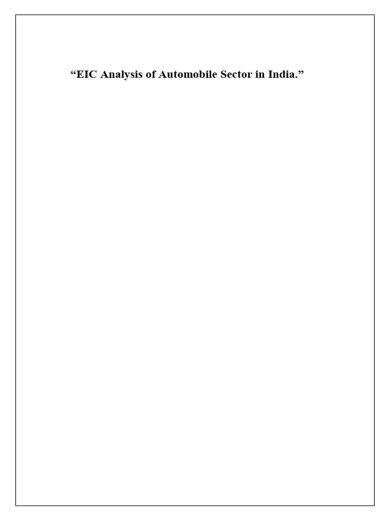 EIC Analysis: Indian Automobile Sector | PDF | Car | Automotive Industry