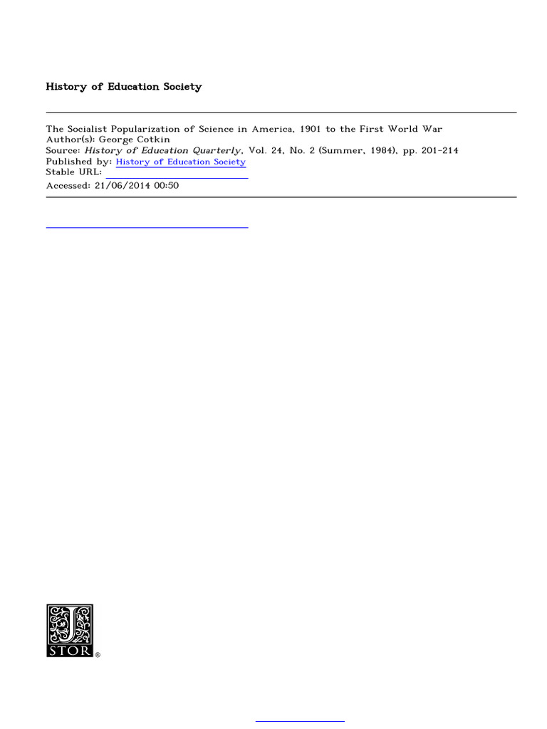 The Socialist Popularization of Science in America, 1901 To The First ...
