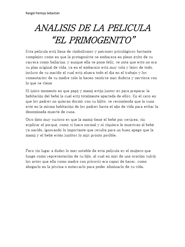Analisis de La Pelicula El Primogenito | PDF