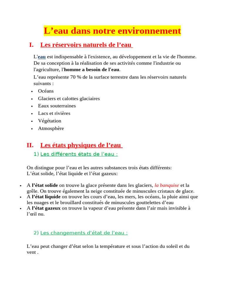 Leau Dans Notre Environnement 2 | PDF | Eau | Condensation