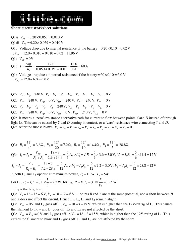 Short Circuit Worksheet Solutions v2 | PDF | Building Engineering ...