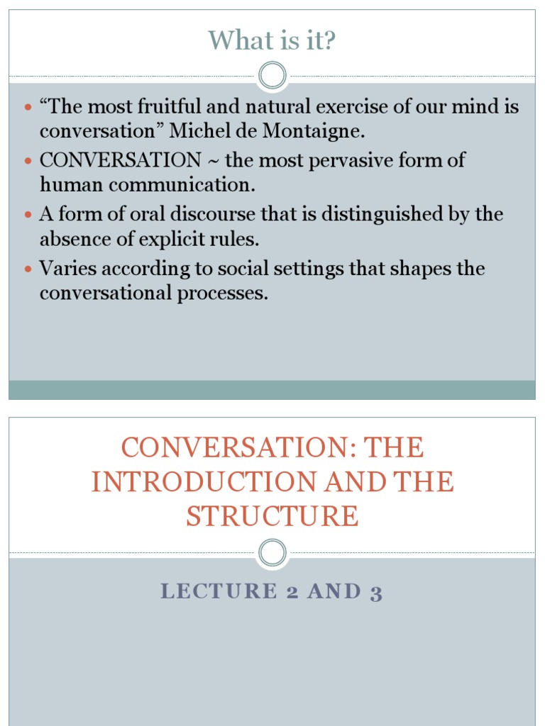 Conversational Structure (Lecture 2 & 3) | Download Free PDF ...