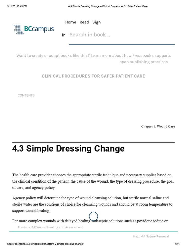 Simple Wound Dressing Change Steps | PDF | Wound | Surgical Suture