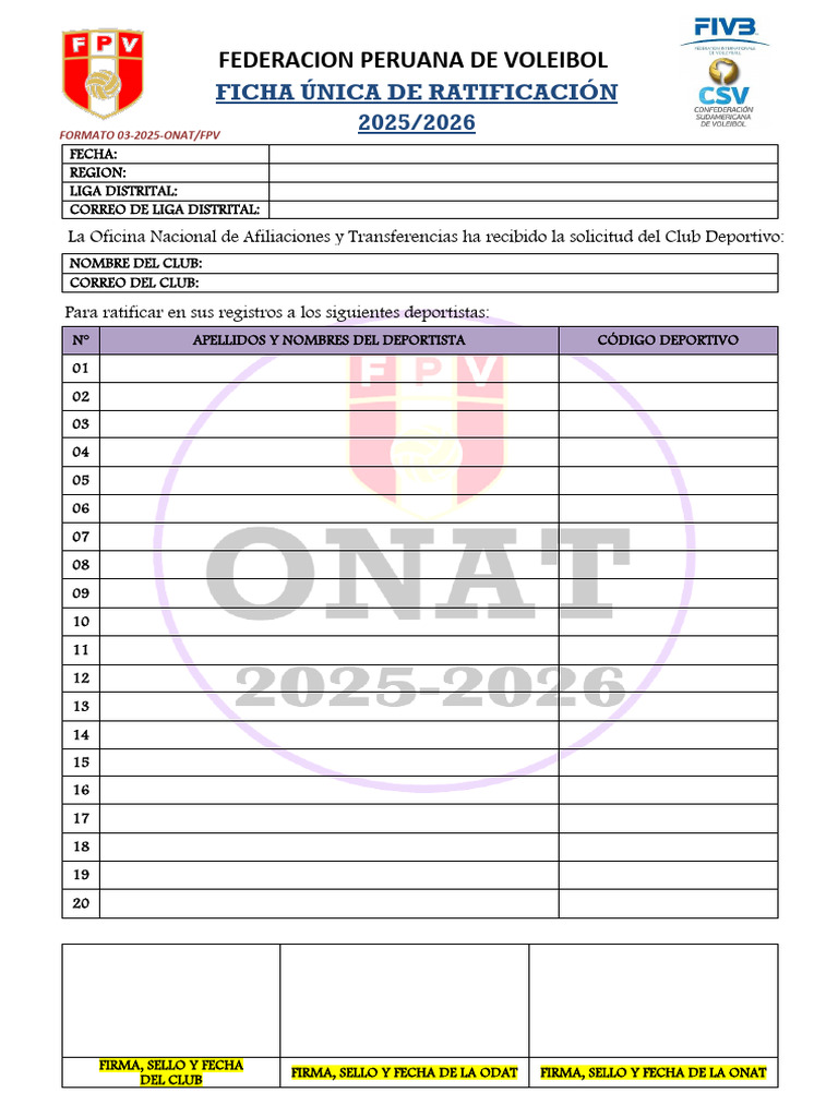 Onat 03 Ficha de Ratificacion 2025 | PDF