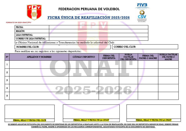 Onat 04 Ficha de Reafiliacion 2025 | PDF