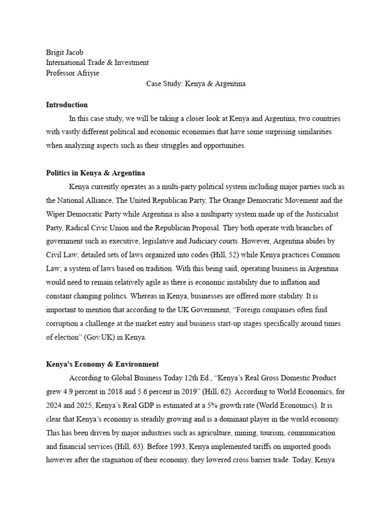 Case Study - Kenya & Argentina | PDF | Kenya | Agriculture
