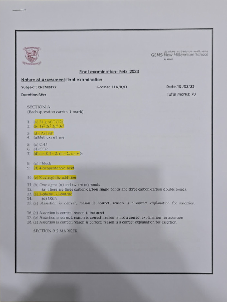 chem finals answer key | PDF | Chemistry | Physical Chemistry