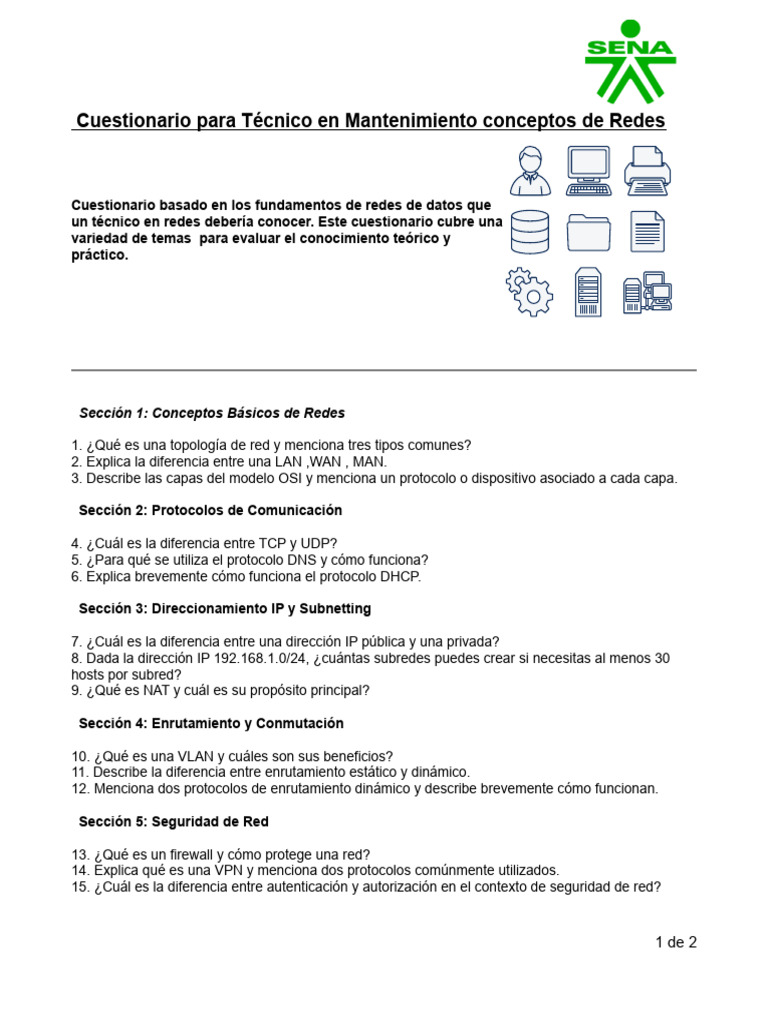 Cuestionario - Basico - de - Redes | PDF | Red de computadoras | Protocolos de internet