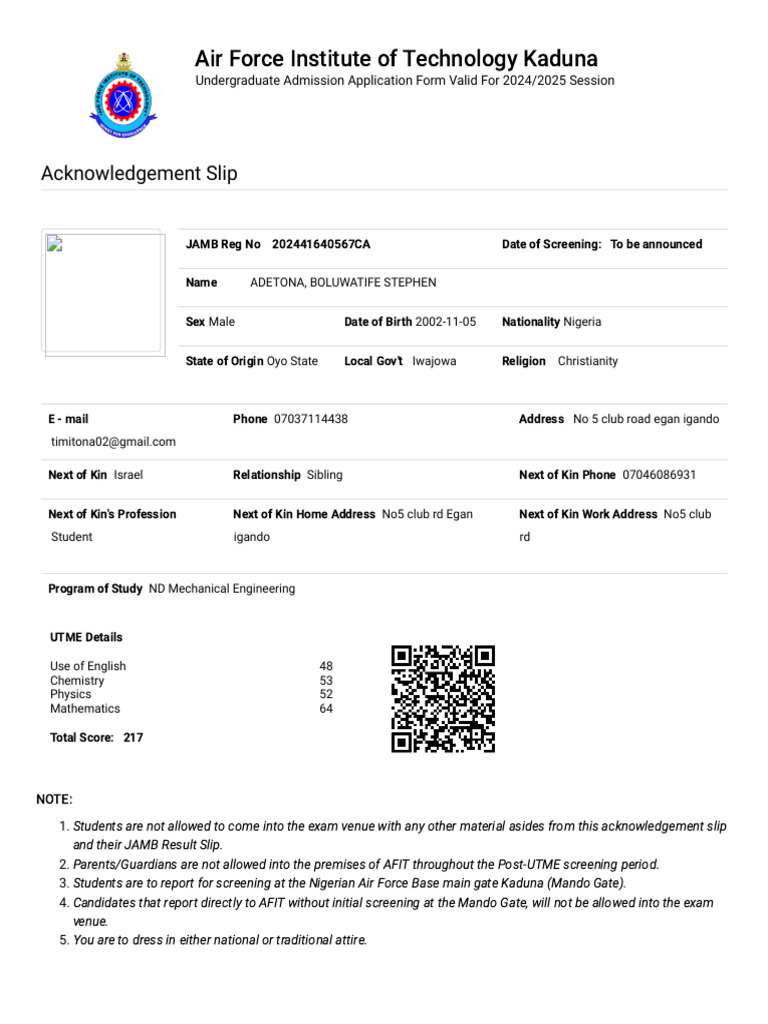 Https Portal - Afit.edu - NG ND Print Card | PDF