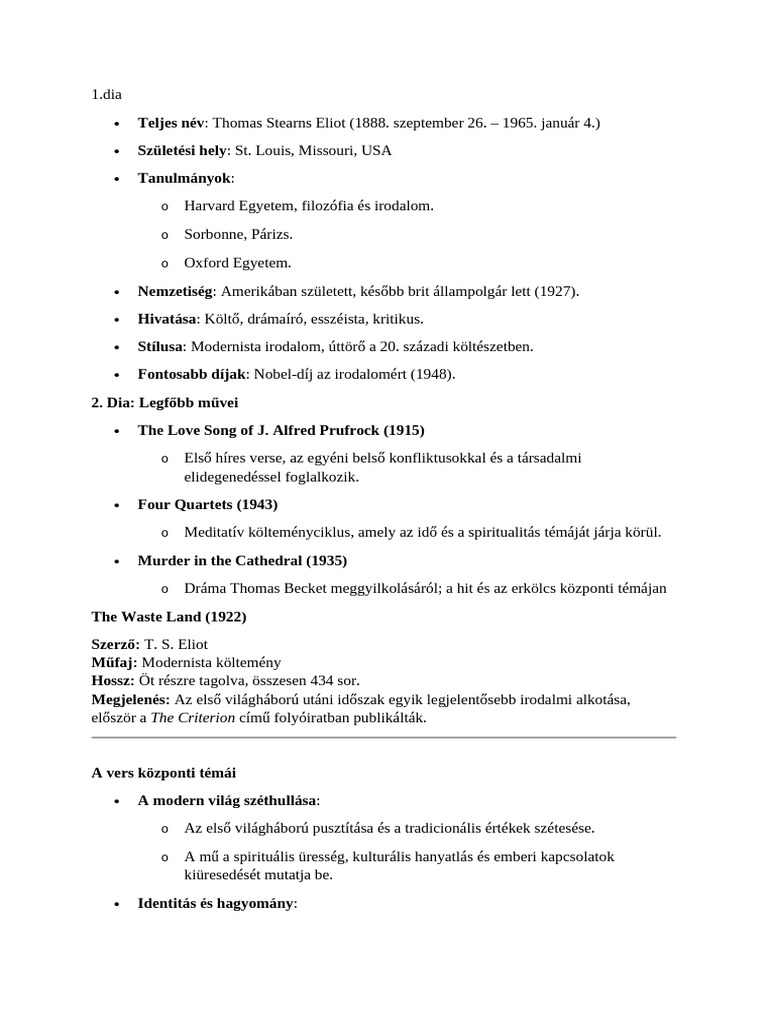 Irodalom vázlat | PDF