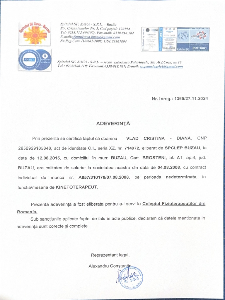 Adeverință Salariat | PDF
