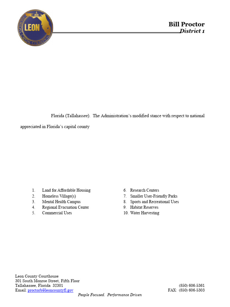 Leon County Commissioner Bill Proctor Asks President Trump To Consider ...