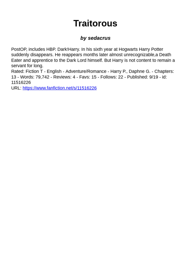 Traitorous - Flamata | PDF | Mythography | Harry Potter