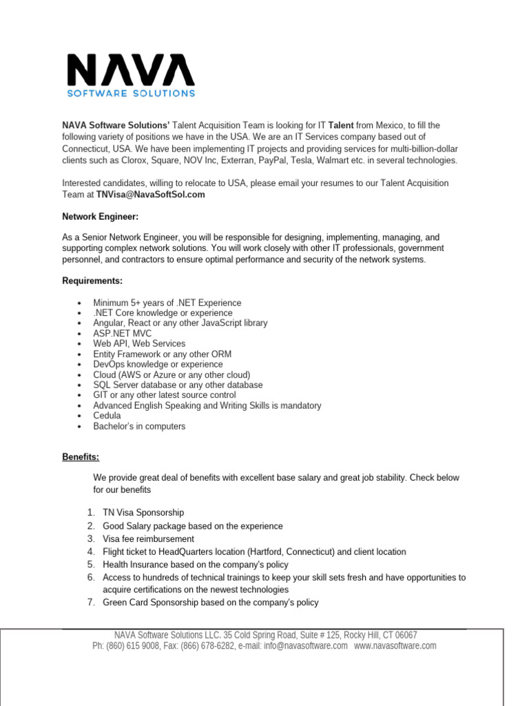 NAVA Software Solutions-.NET Requirement | PDF | Databases | Computing