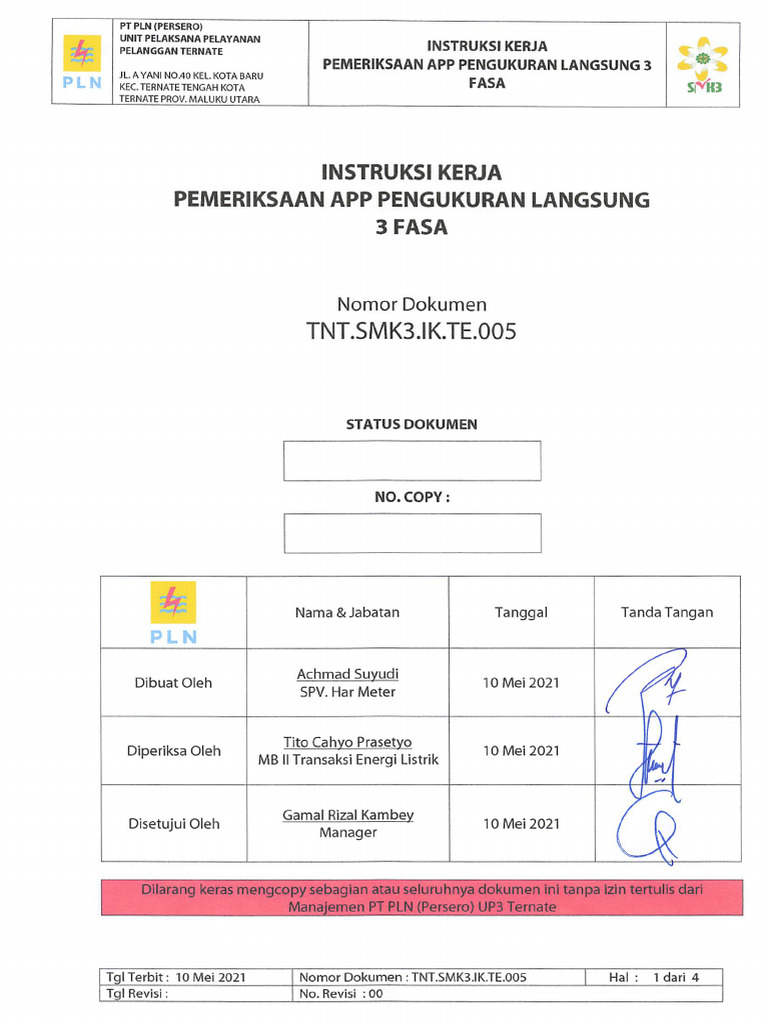 SOP_IK.TE.005 PEMERIKSAAN APP UKUR LANGSUNG 3 FASA | PDF