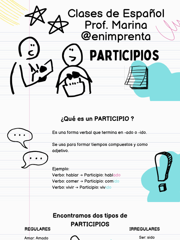 Participios en Español: Uso y Ejemplos | PDF | Verbo | Morfología ...
