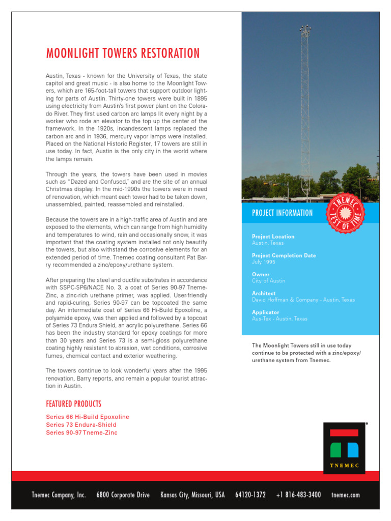 Moonlight Towers Restoration Profile | PDF | Building Materials | Materials