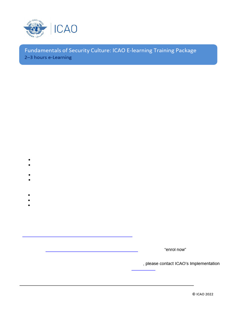 ICAO Security Culture E-Learning Course | PDF