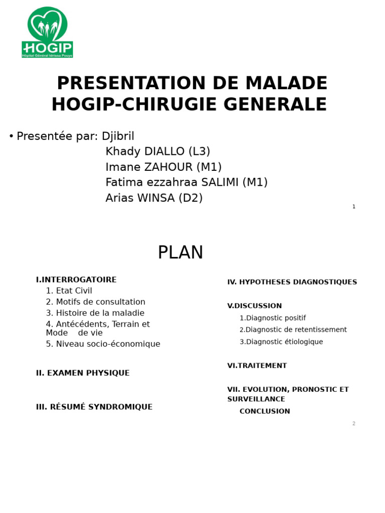 Presentation de Malade Hogip (1) | PDF | Vésicule biliaire