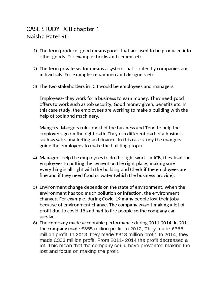 CASE STUDY Business Studies 14-9-2020 | PDF