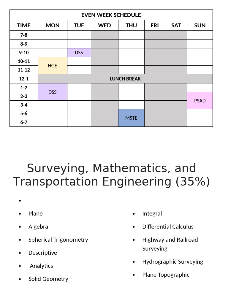 Even Week Schedule | PDF