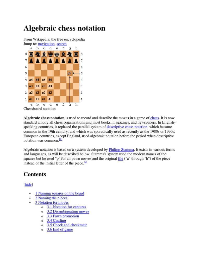Algebraic Chess Notation | PDF | Competitive Games | Notation
