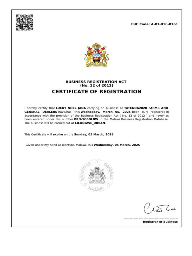 BRN 5GSDLBW Business Registration Certificate... | PDF