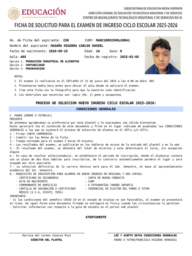 Ficha de Solicitud | PDF