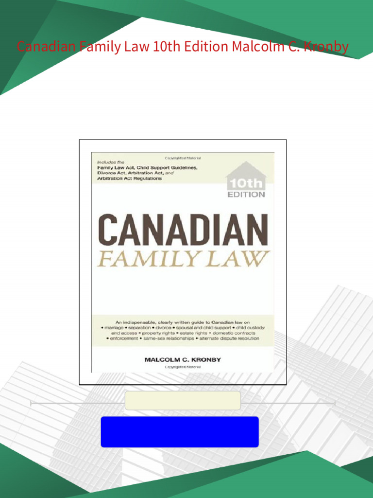 Canadian Family Law 10th Edition Malcolm C. Kronby - Download the ebook ...