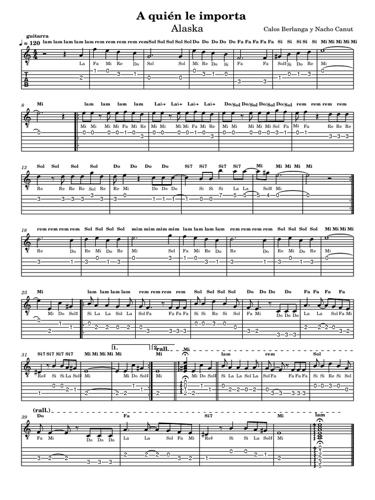 Acordes de "A quién le importa" | PDF