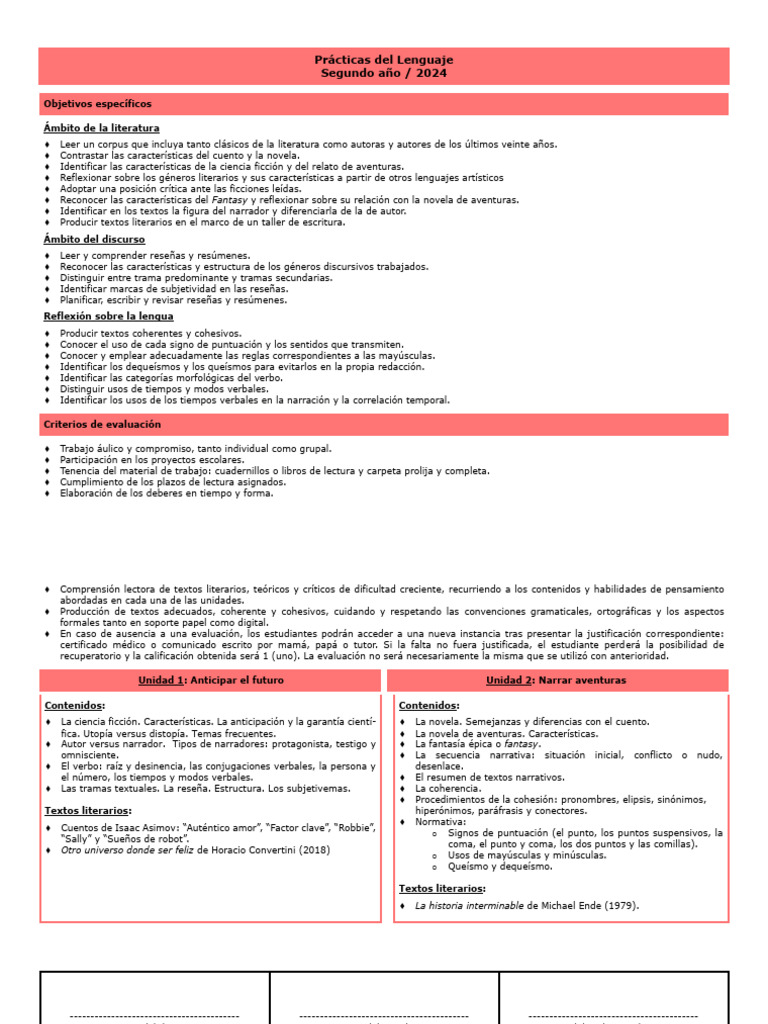 Programa - PDL 2do Año - 2024 - Derqui | PDF | Escritura