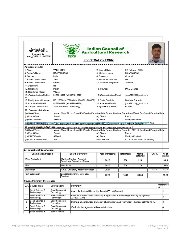 Indian Council of Agricultural Research | PDF | Receipt