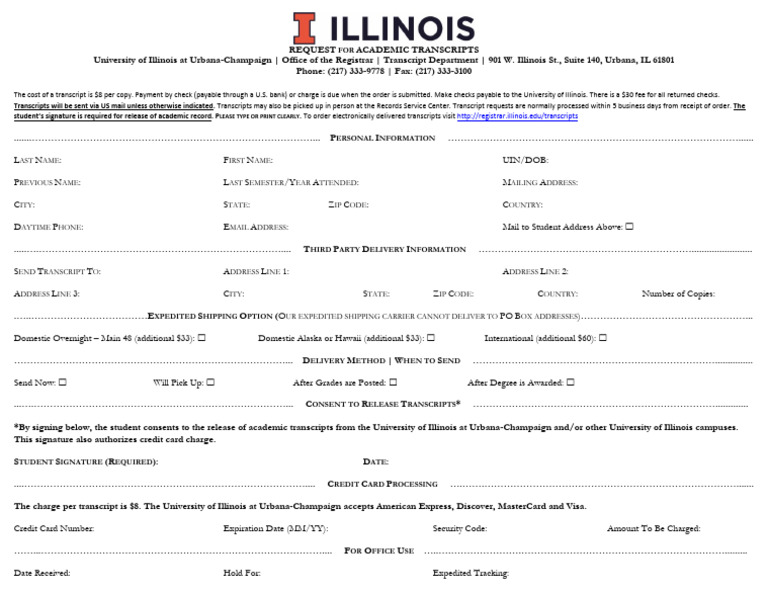 Transcript Order Form 2024 | PDF | Payments | Banking Technology