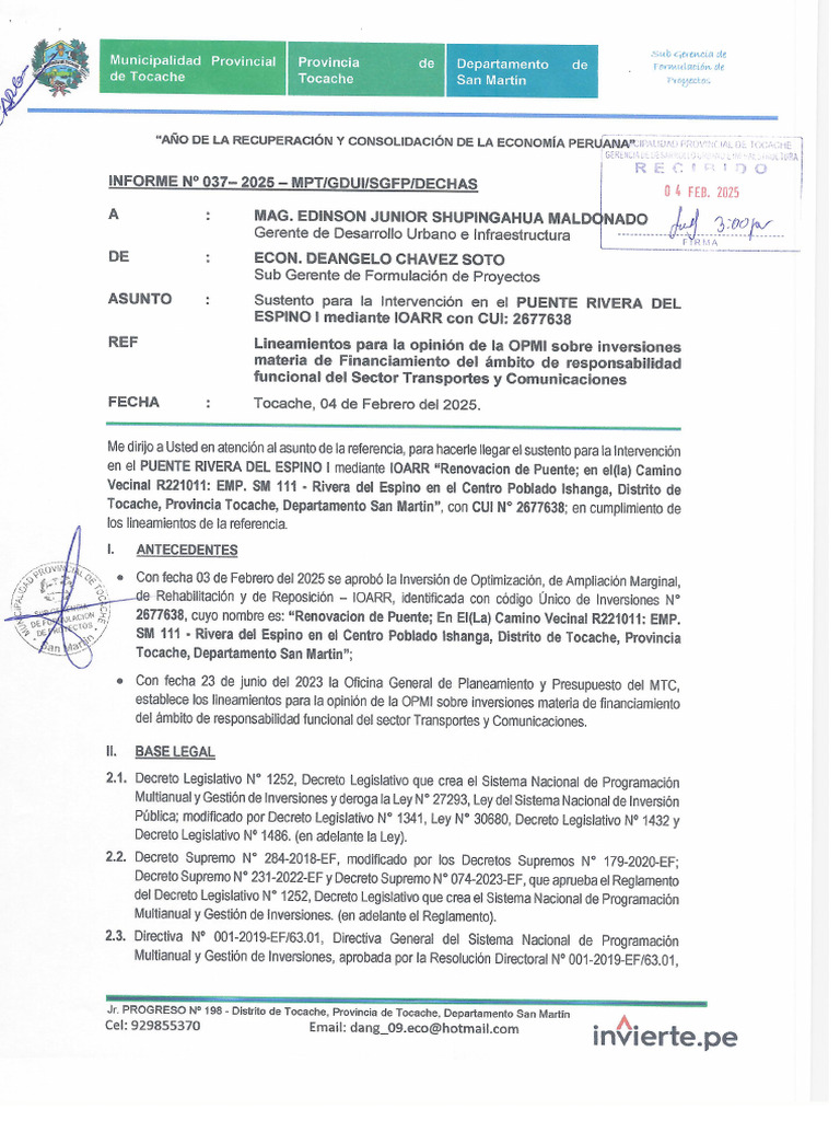 INFORME DE SUSTENTO DE LA UF | PDF