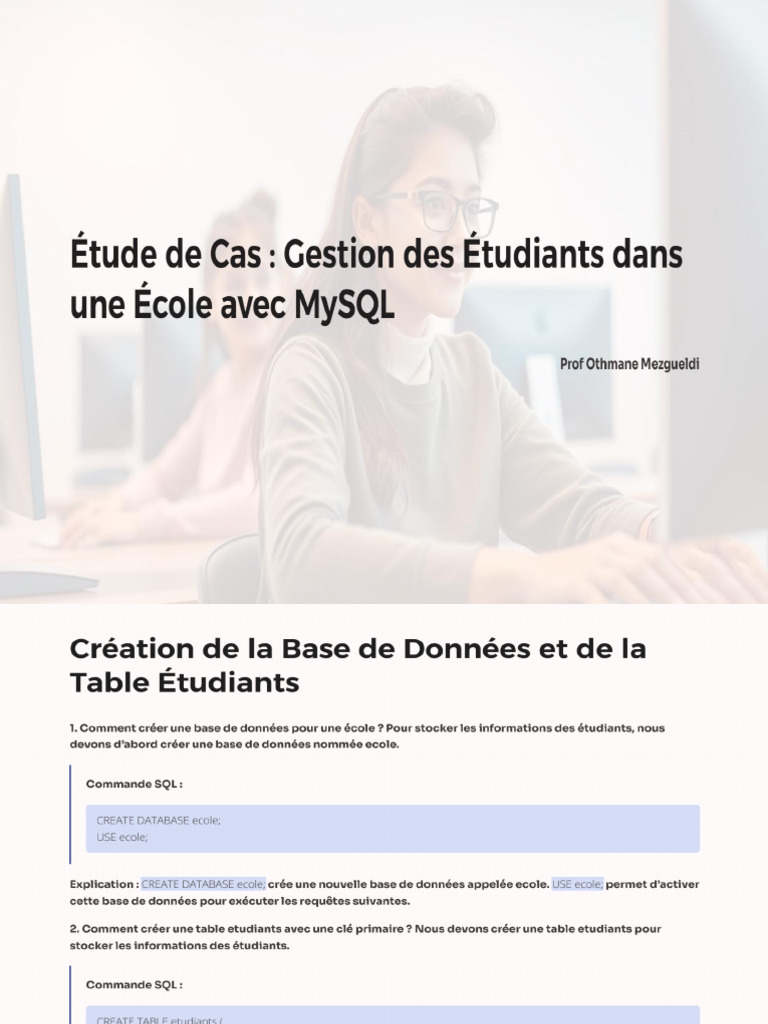 Etude de Cas Gestion Des Etudiants Dans Une Ecole Avec MySQL | PDF