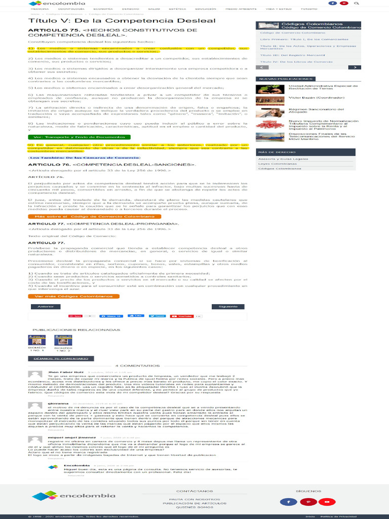 Código de Comercio Colombiano, Derecho | PDF | Impuestos | Comercio