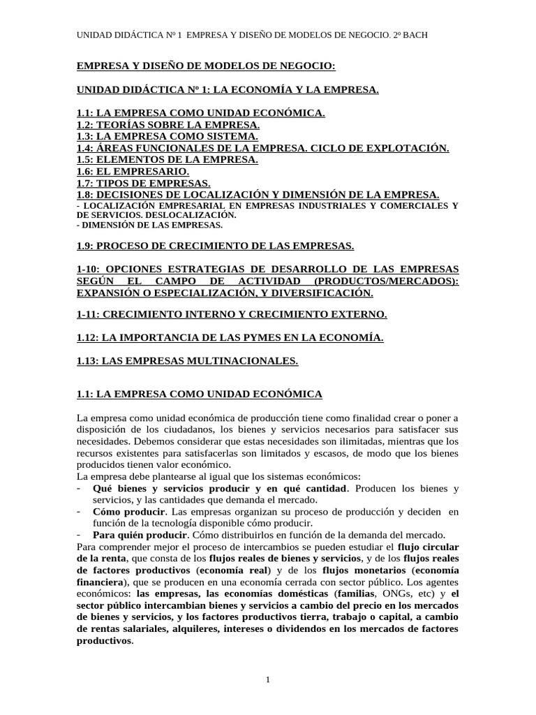 UNIDAD DIDÃ CTICA NÂº 1 DE EMPRESA Y DISEÃ O DE MODELOS DE NEGOCIO | PDF | Business | Sociedad ...