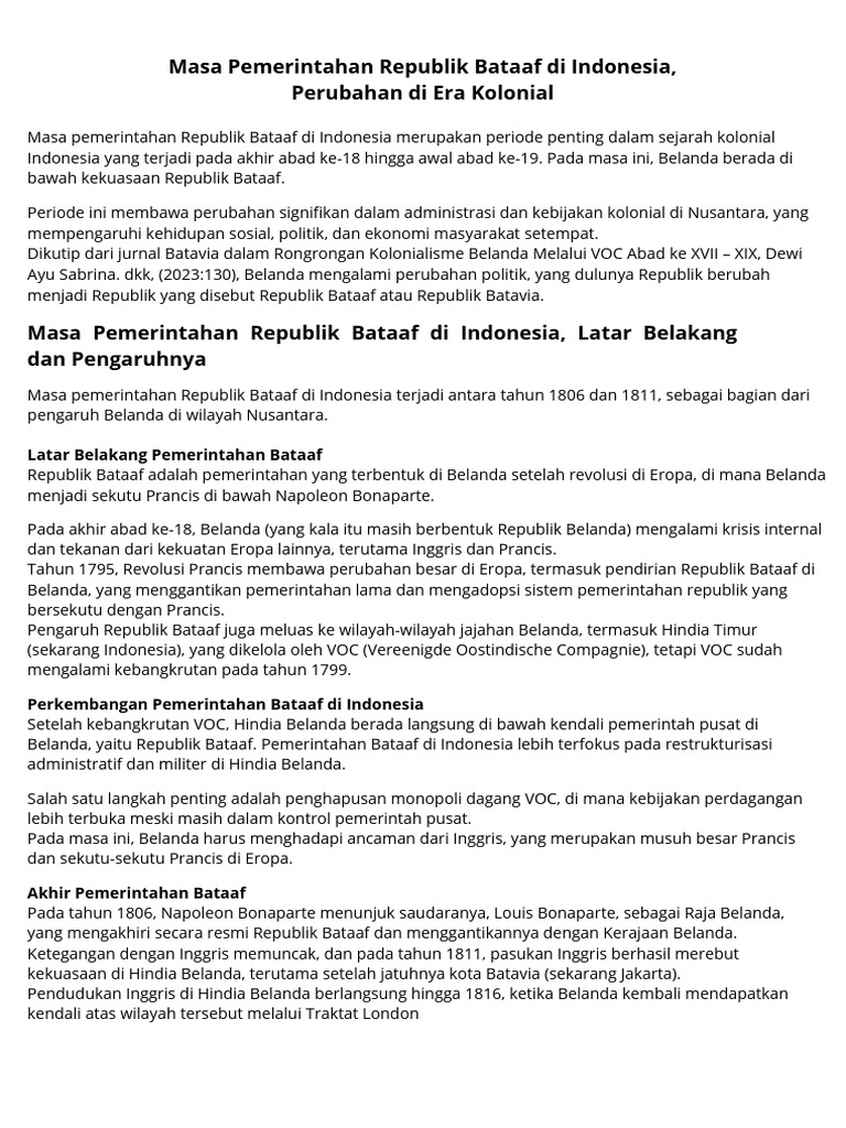 Masa Pemerintahan Republik Bataaf Di Indonesia Merupakan Periode Penting Da - 20250212 - 073655 ...